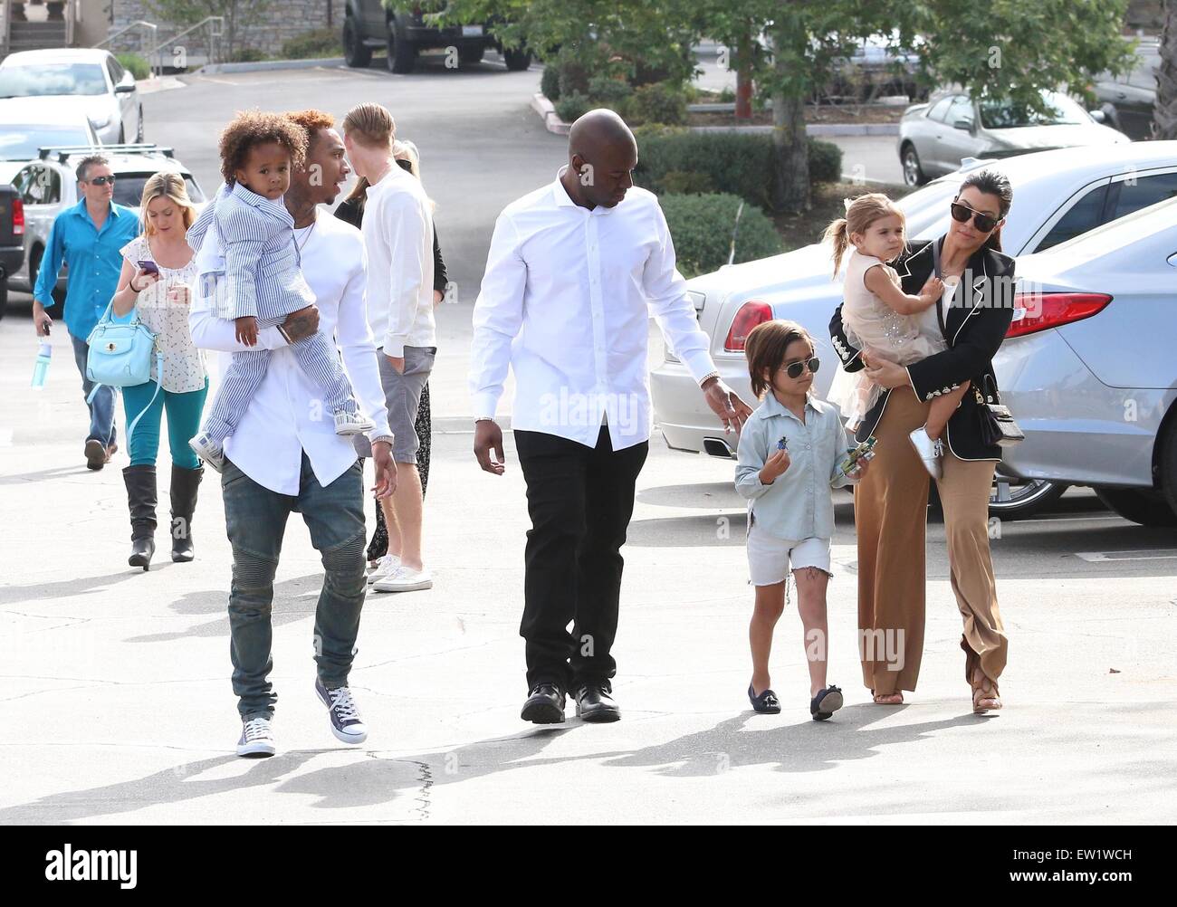 The extended Kardashian-Jenner family attend church in Woodland Hills ...