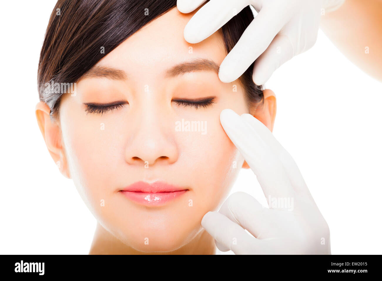 closeup young woman face with medical beauty concept Stock Photo - Alamy