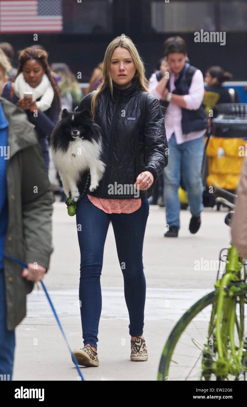 Katrina Bowden out and about with her dog in the East Village in New ...