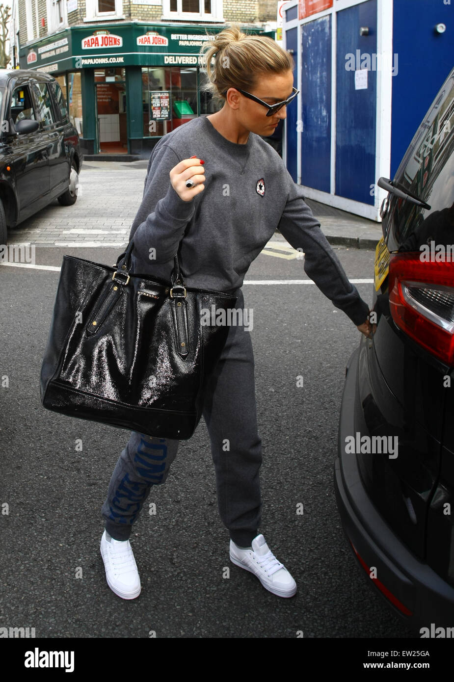 Little Mix seen leaving a recording studio. Perrie sporting a grey ...