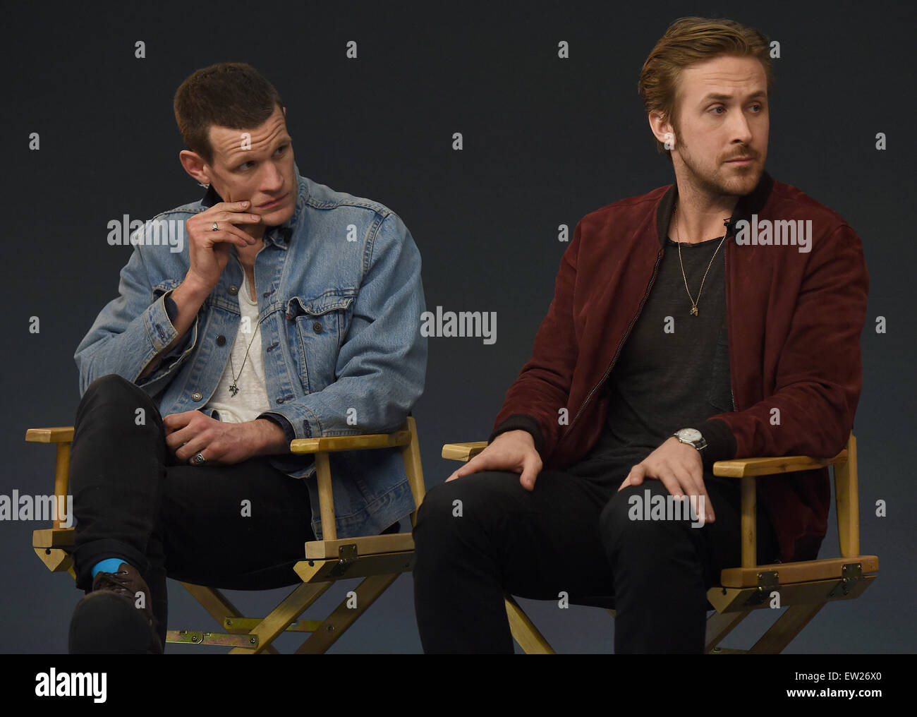 Ryan Gosling and Matt Smith attend a question and answer session at the ...