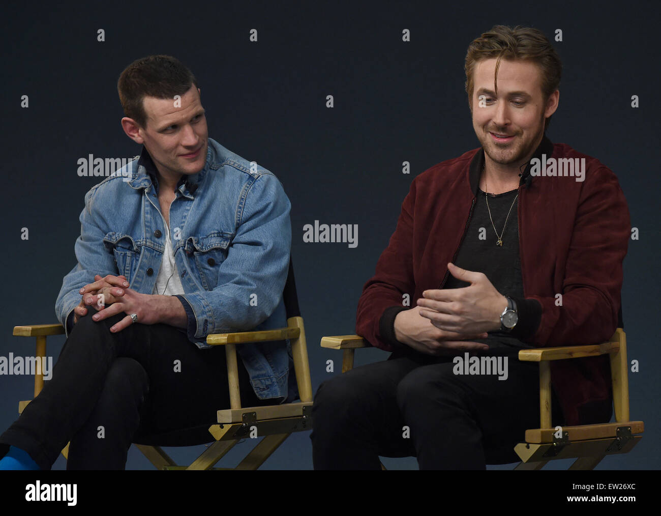 Ryan Gosling and Matt Smith attend a question and answer session at the ...