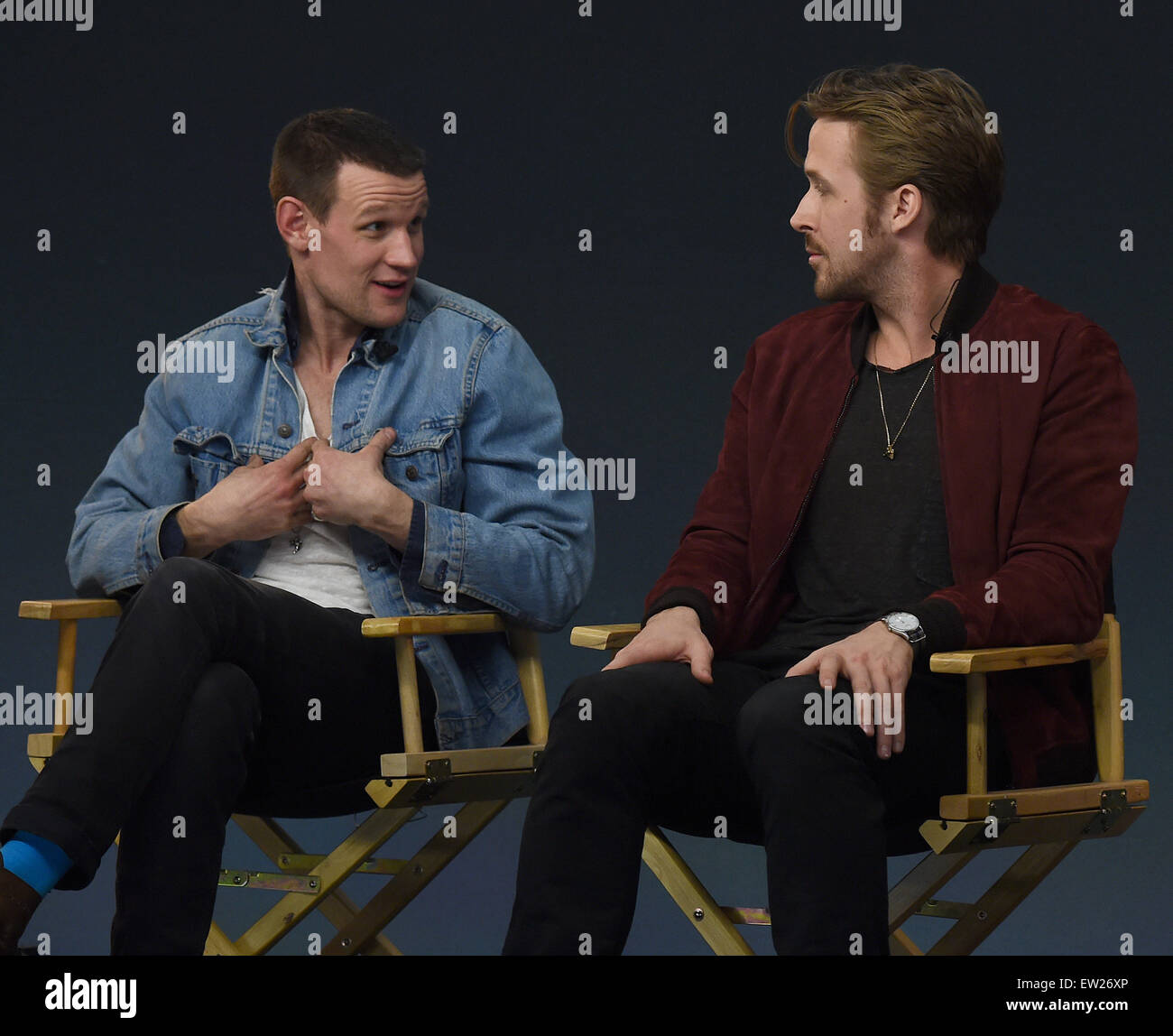 Ryan Gosling and Matt Smith attend a question and answer session at the ...