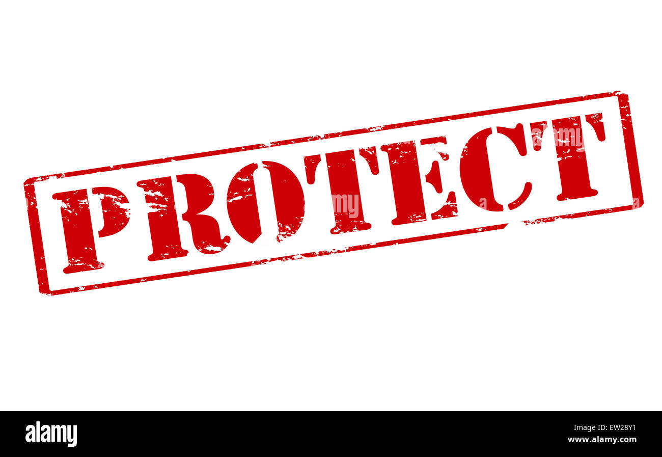 Rubber stamp with word protect inside, illustration Stock Photo - Alamy