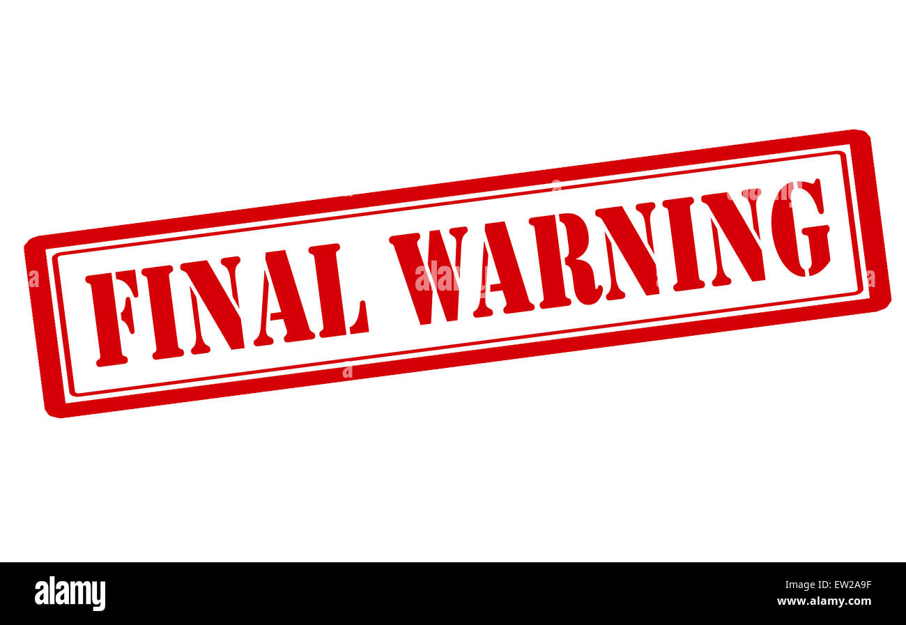 Rubber stamp with text final warning inside, illustration Stock Photo ...