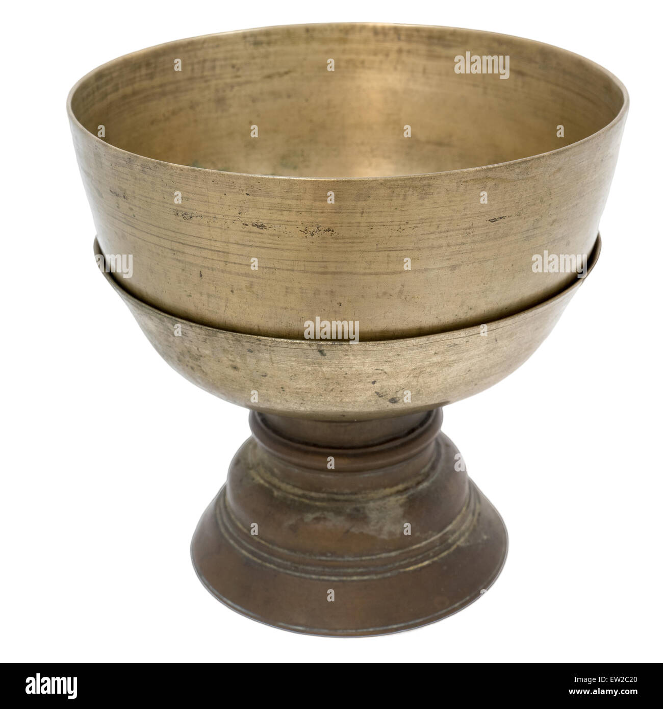 Antique brass bowl for asian special ceremony isolated on white ...