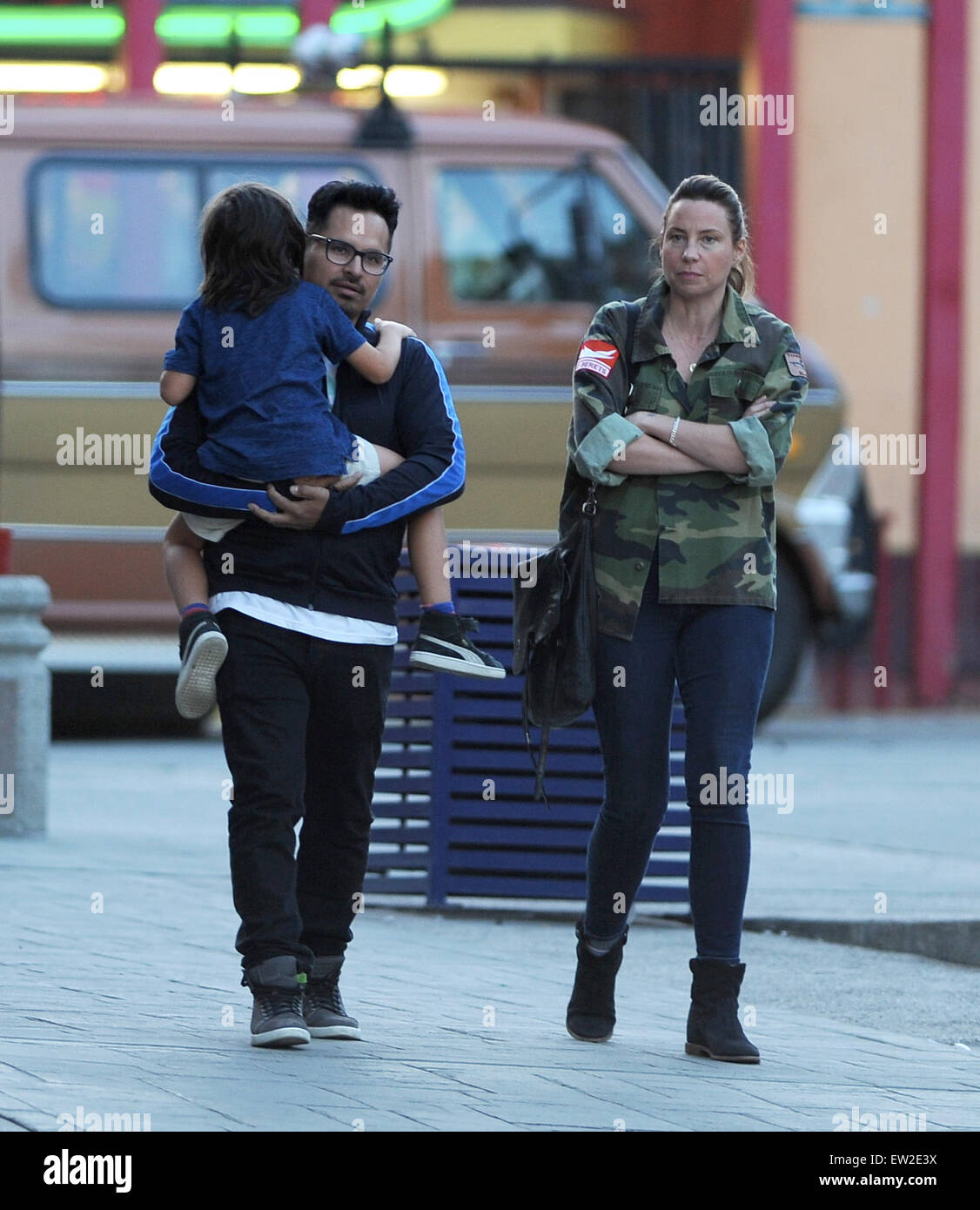 Michael Peña is visited on the set of 'Ant Man' by his wife Brie ...