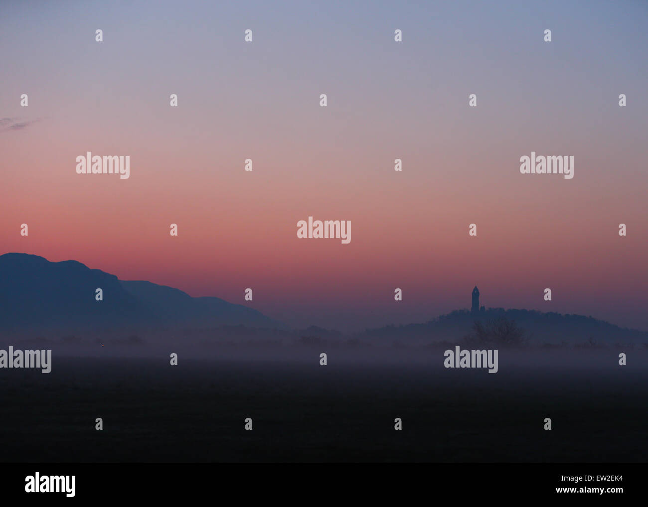 The sunrise behind the Wallace Monument in Stirling on what forecasters ...