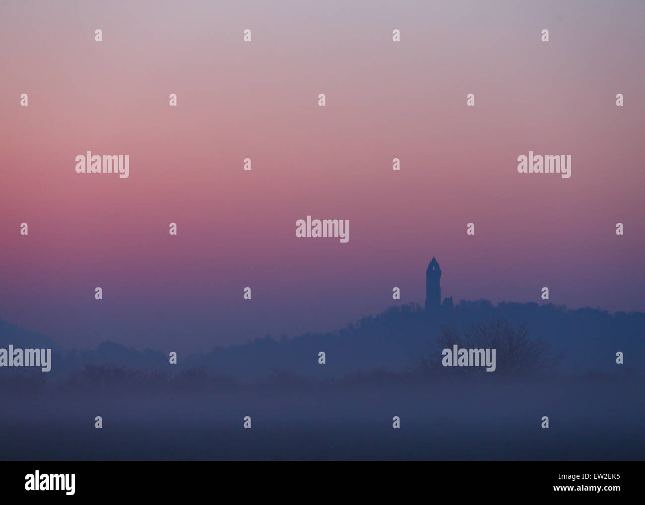 The sunrise behind the Wallace Monument in Stirling on what forecasters ...