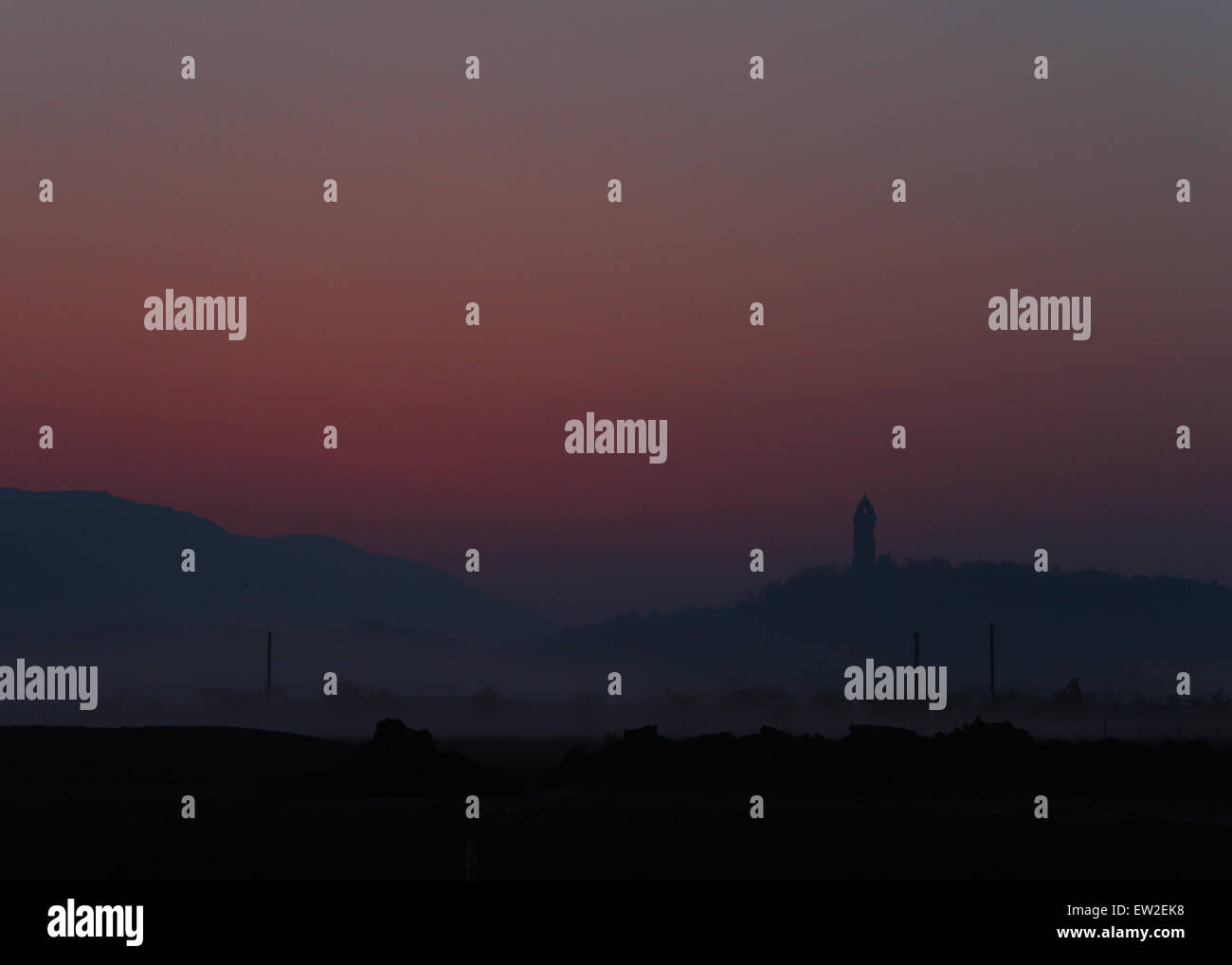 The sunrise behind the Wallace Monument in Stirling on what forecasters ...