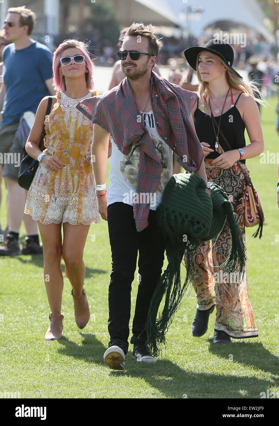 Julianne Hough and Aaron Paul at Coachella 2015 - Week 1 - Day 1 ...