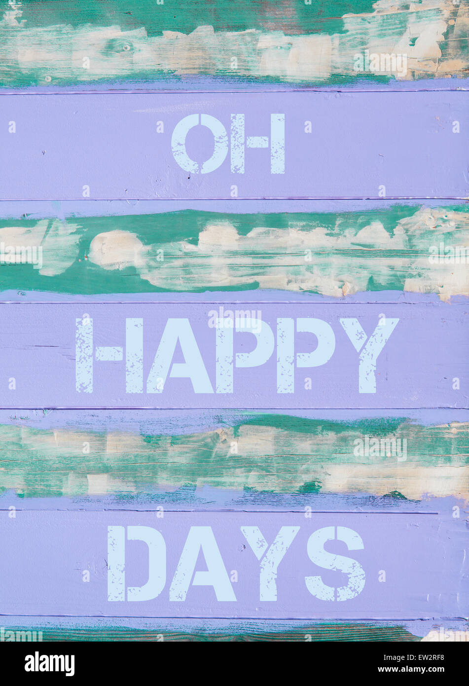 Concept image of OH HAPPY DAYS motivational quote written on vintage ...