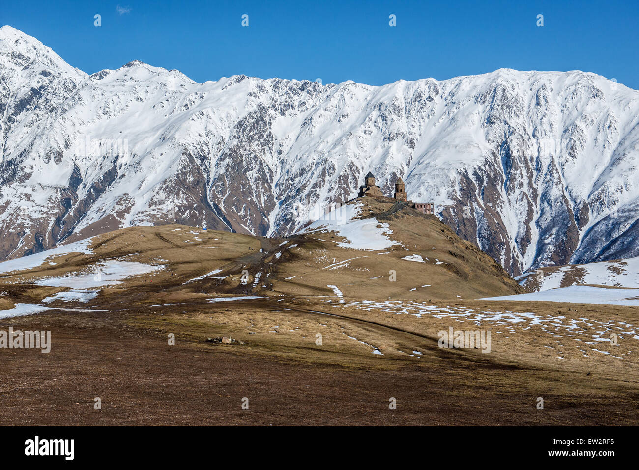 Famous 14th century Holy Trinity Church (Tsminda Sameba) near Gergeti ...