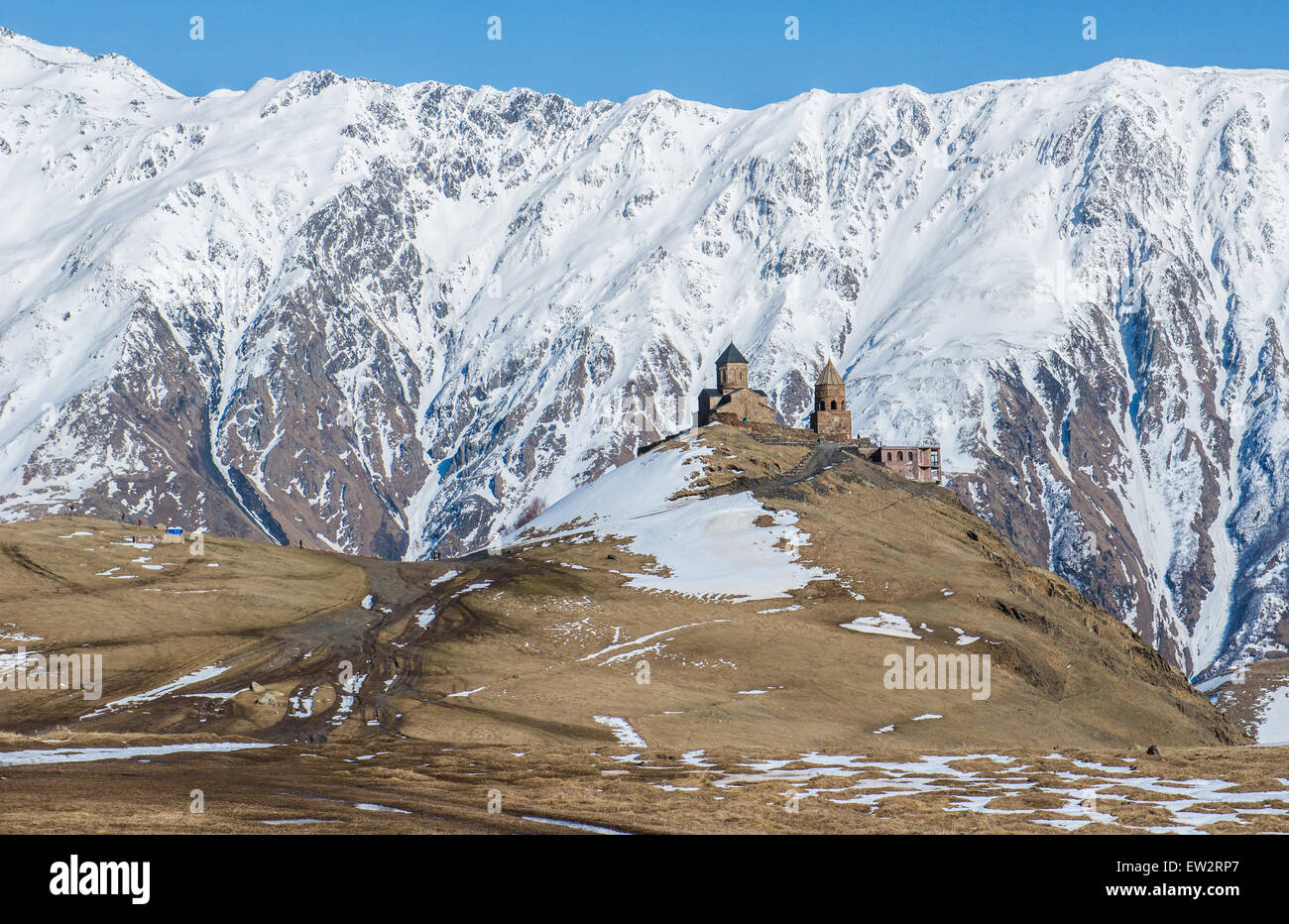 Famous 14th century Holy Trinity Church (Tsminda Sameba) near Gergeti ...
