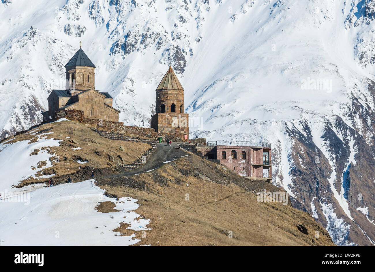 Famous 14th century Holy Trinity Church (Tsminda Sameba) near Gergeti ...