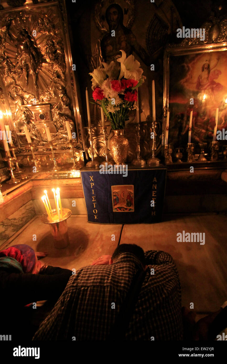 Israel, Jerusalem Old City, the interior of the Edicule at the Church ...