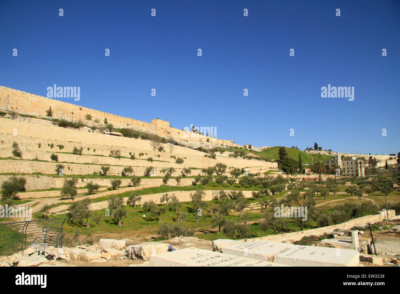 Israel, Jerusalem, a view of Kidron valley from the ancient cemetery of ...