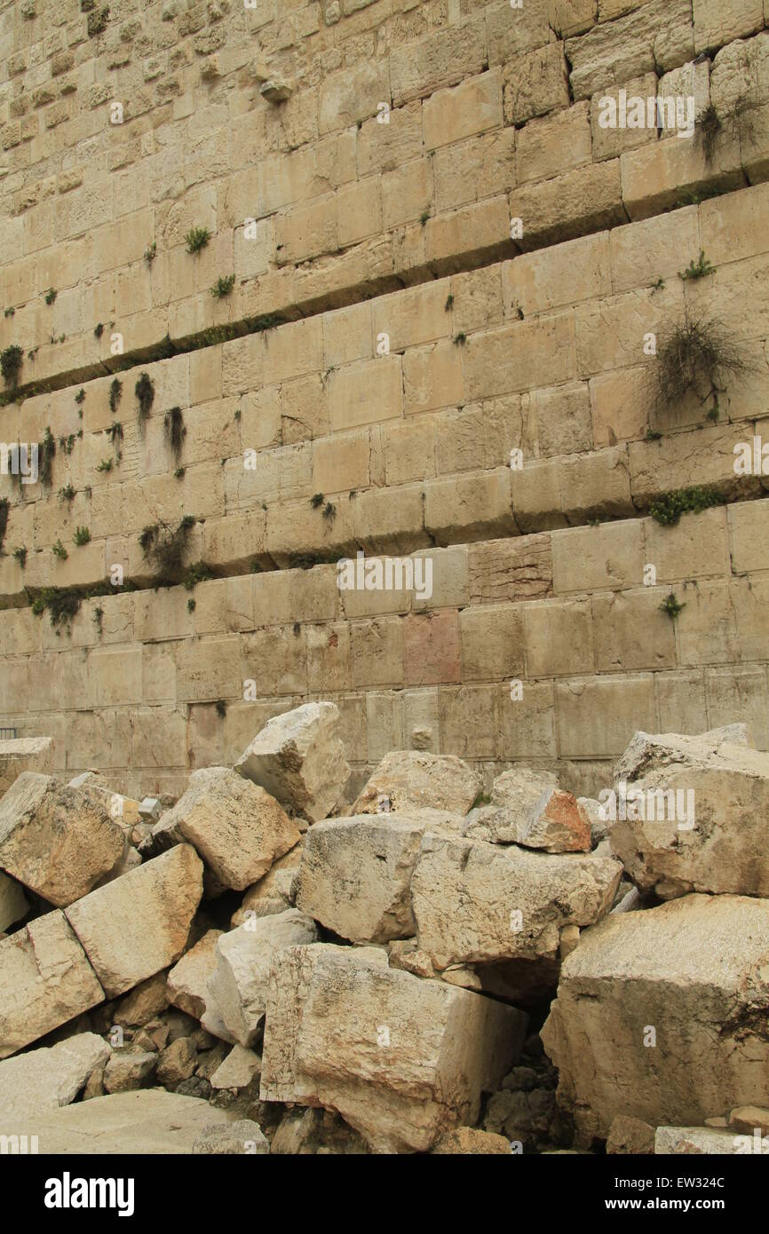 Israel, Jerusalem Archaeological Park, stones from Temple Mount on the ...