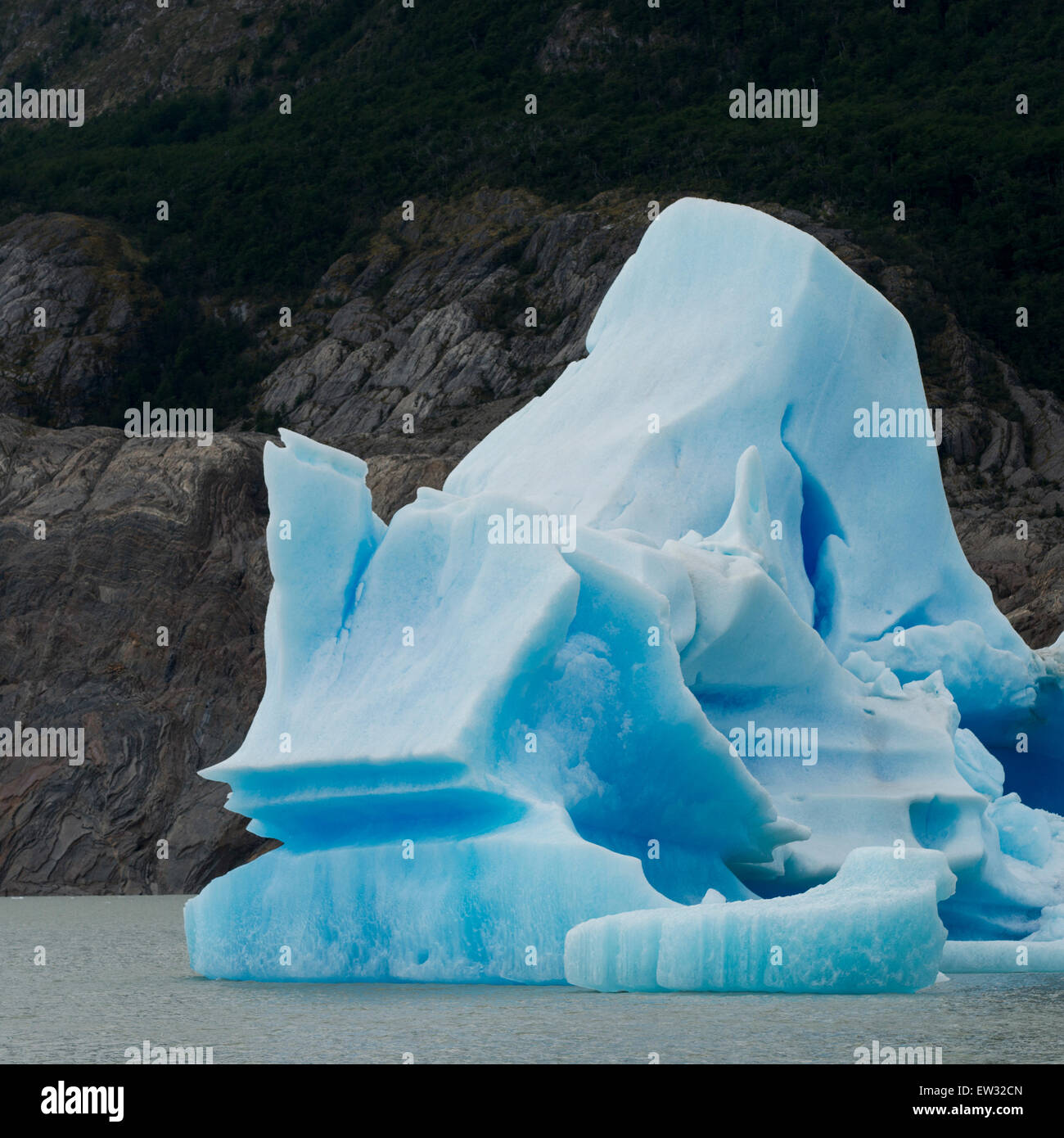 View of iceberg in lake, Grey Glacier, Grey Lake, Torres del Paine ...
