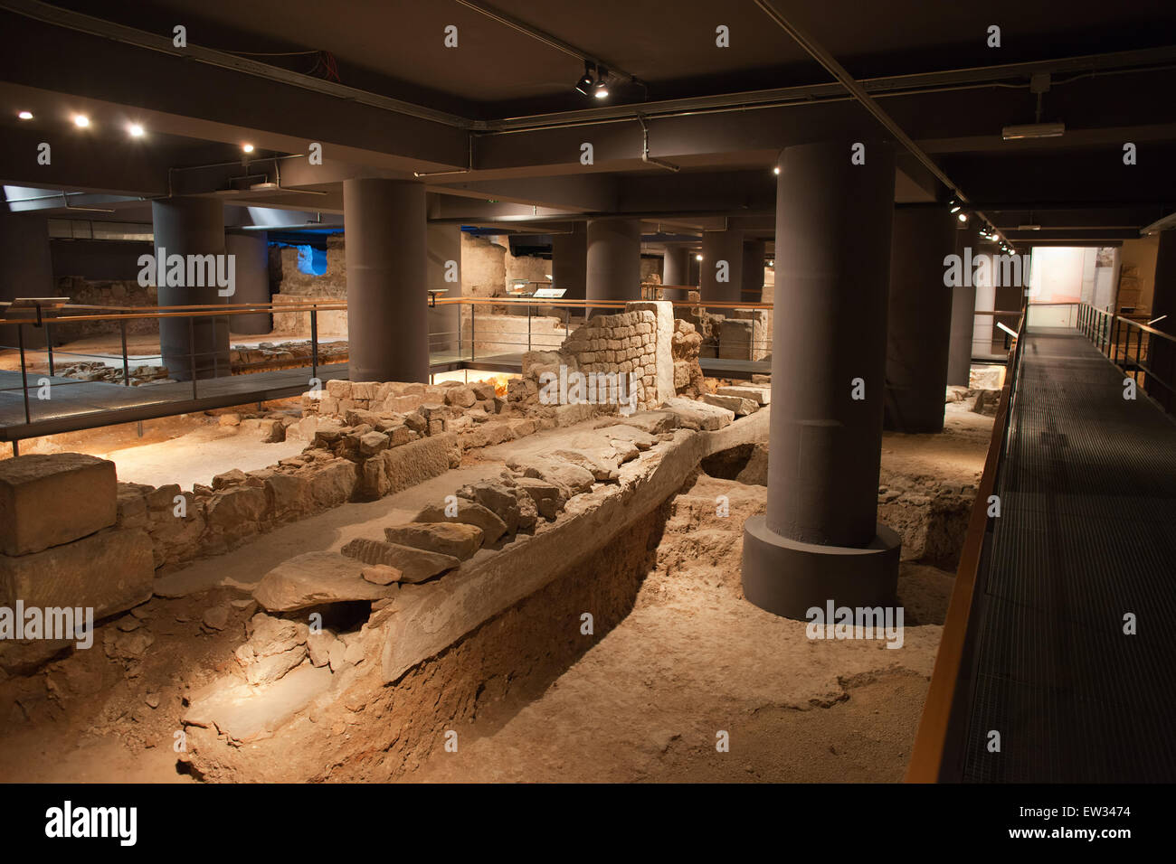 Spain, Catalonia, Barcelona, Museum of the History of the City (MUHBA) ancient Roman ruins of ...