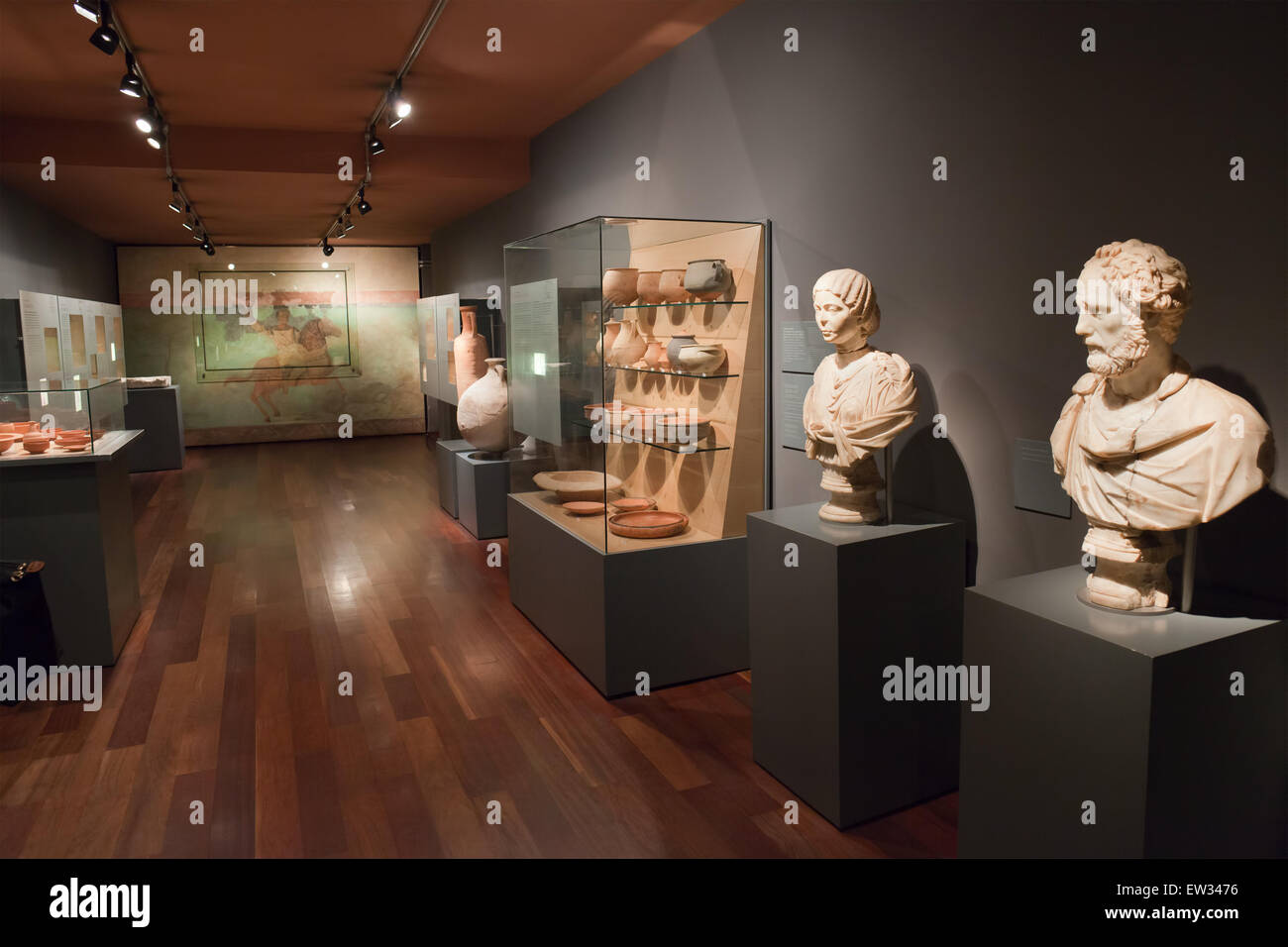 Spain, Barcelona, Museum of the history of the city (MUHBA) ancient Roman exhibits Stock Photo ...