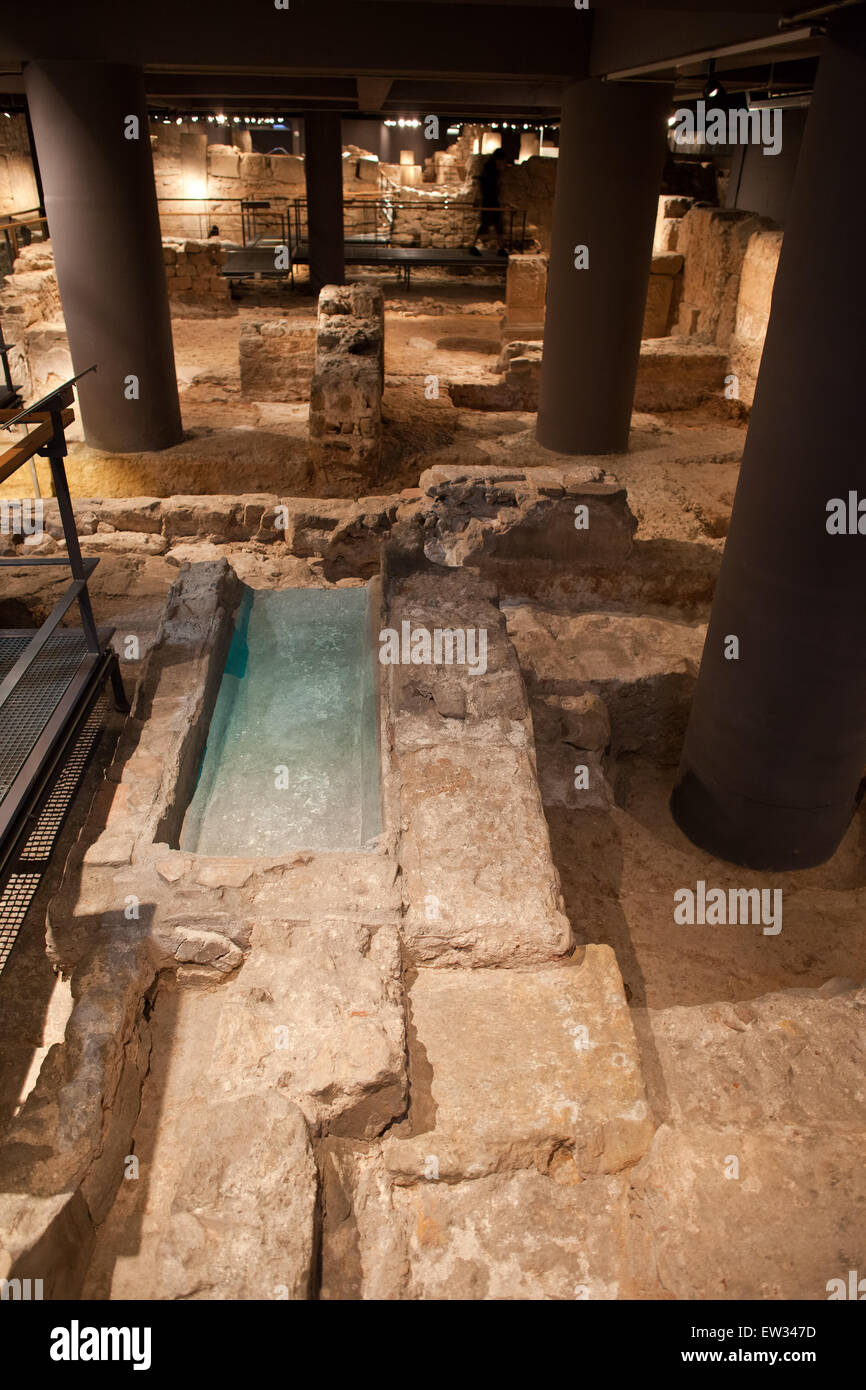 Spain, Barcelona, History of the City Museum (MUHBA), ancient Roman tank used for dyeing fabrics ...