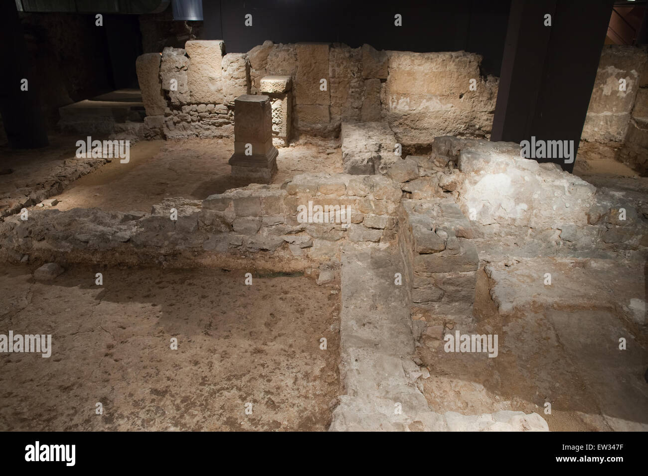 Spain, Catalonia, Barcelona, Museum of the History of the City (MUHBA), ancient Roman ruins of ...