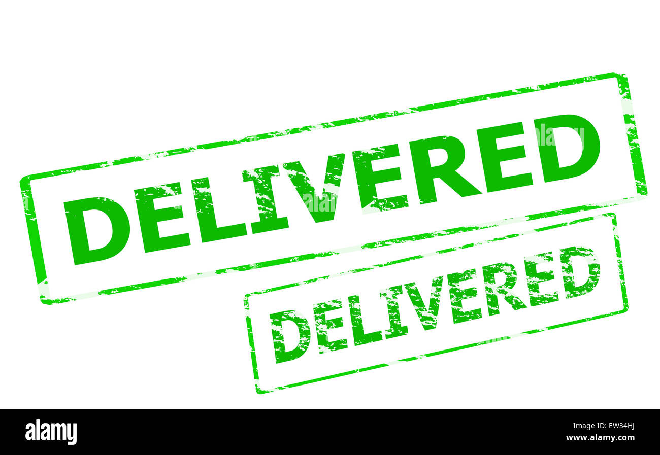 Rubber stamp with word delivered inside, illustration Stock Photo - Alamy