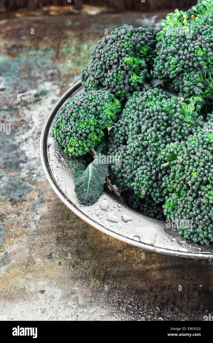 harvest broccoli cauliflower on an iron plate Stock Photo - Alamy