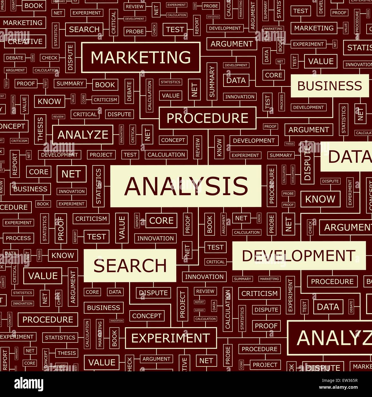 ANALYSIS. Word cloud illustration. Tag cloud concept collage Stock ...