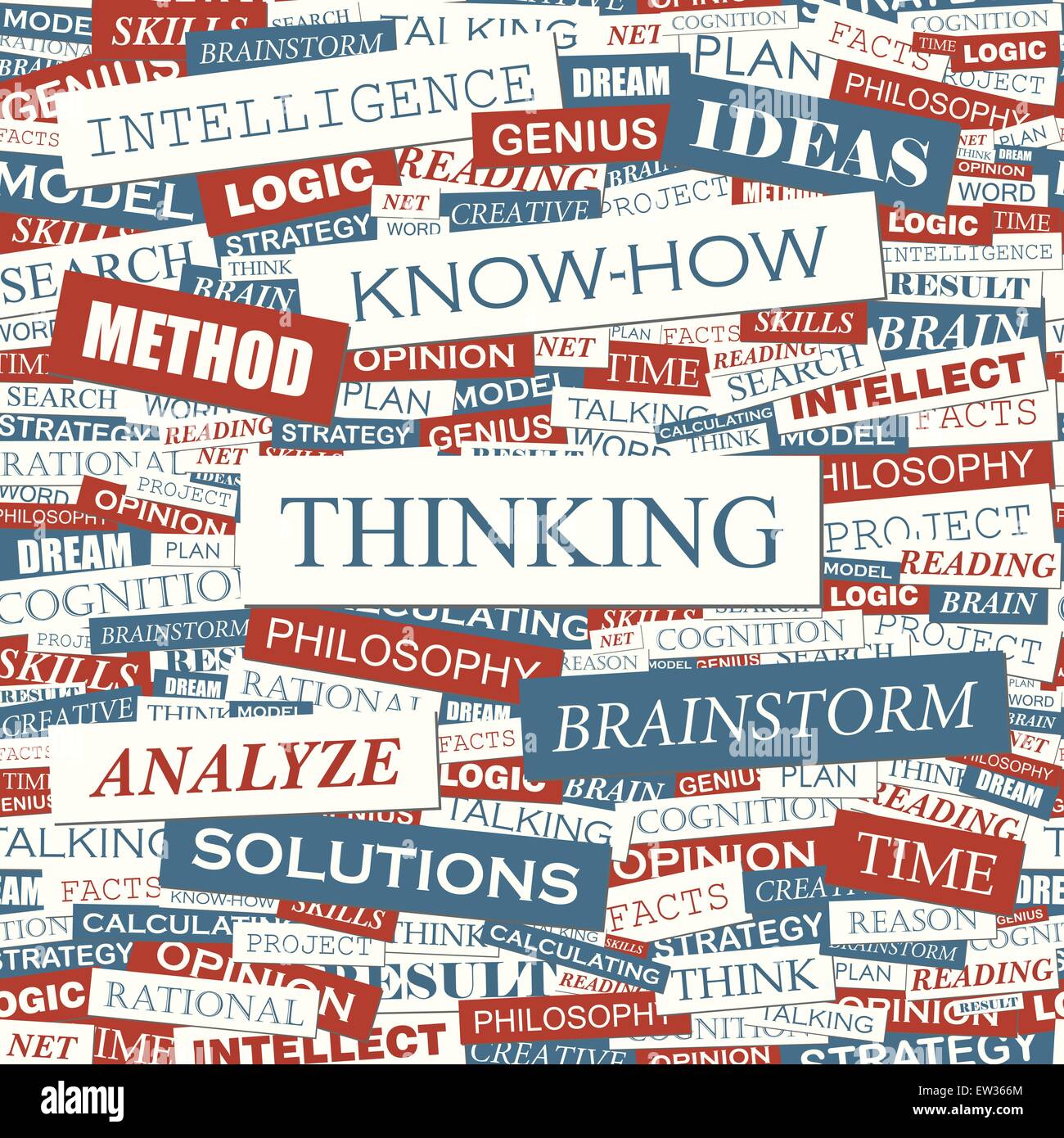 THINKING. Seamless pattern. Concept related words in tag cloud ...