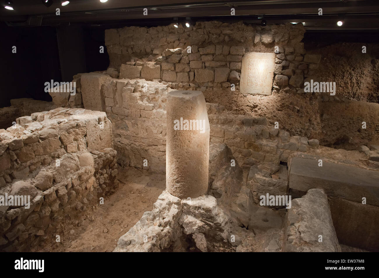 Spain, Barcelona, City History Museum (MUHBA), ancient church and necropolis, 6th-7th century AD ...