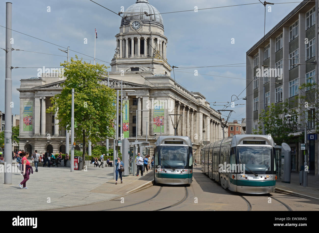 Two trams, with Council House in background Stock Photo - Alamy