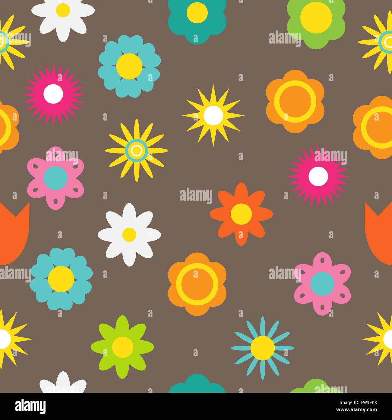 Paper Trendy Flat Flower Seamless Pattern Vector Illustration Stock ...