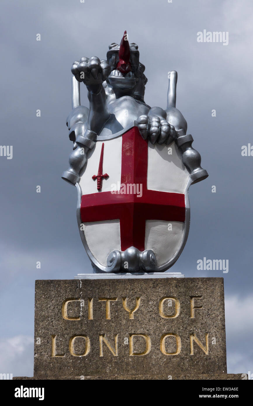 City of London boundary marker - a dragon holding a shield with the red ...