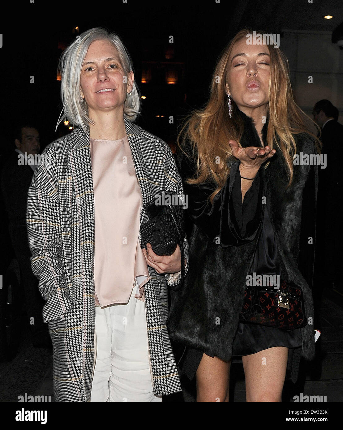 Lindsay Lohan enjoys a late meal at Novikov restaurant in Mayfair, with ...