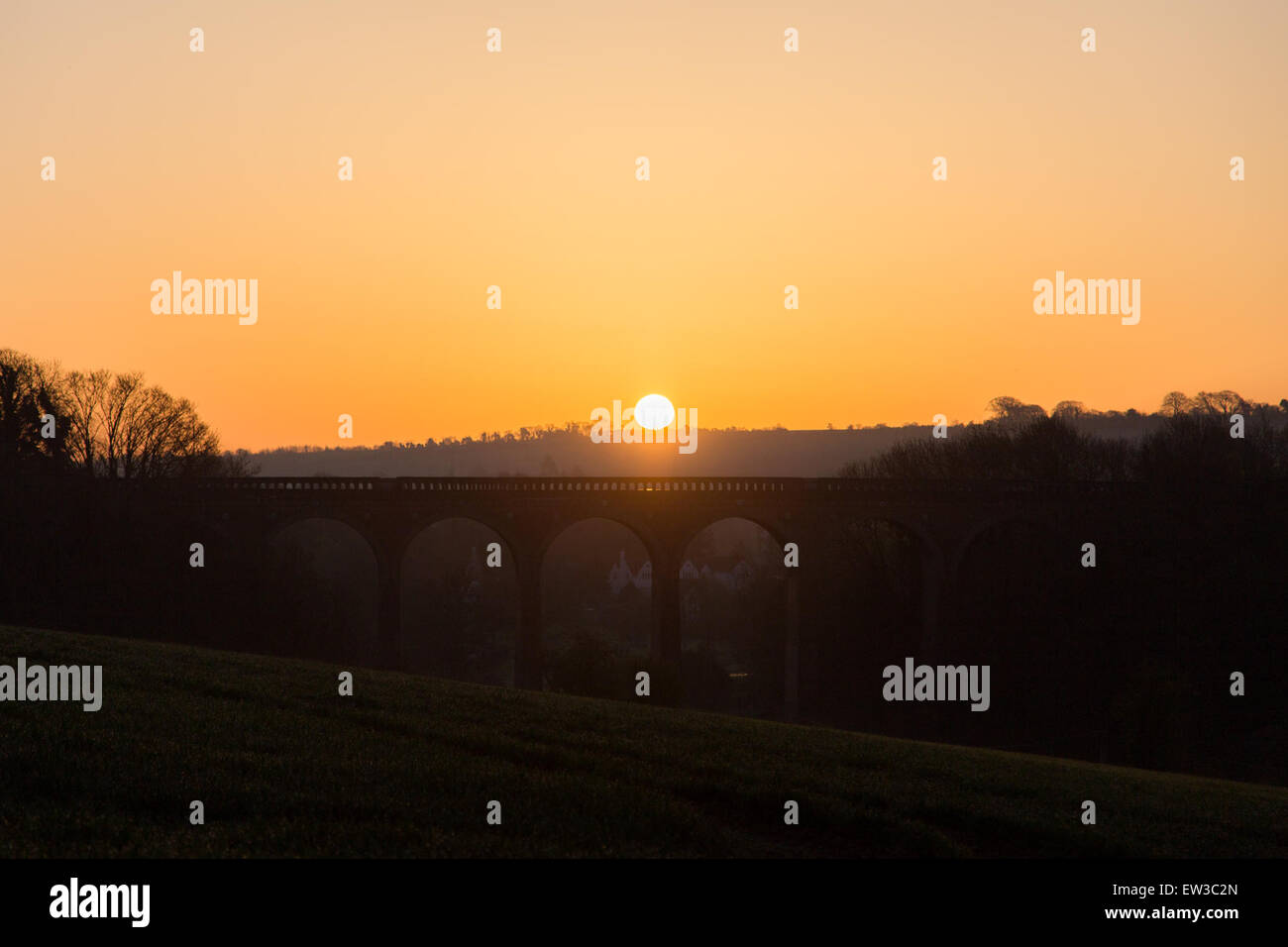 The sun rises over the Darenth Valley in Kent in what is expected to be ...