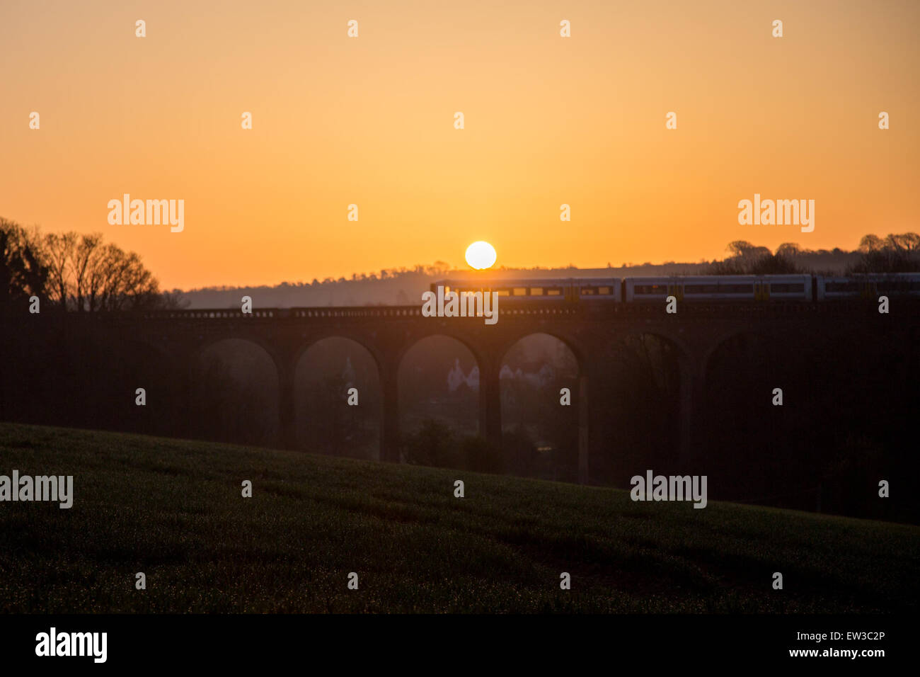 The sun rises over the Darenth Valley in Kent in what is expected to be ...
