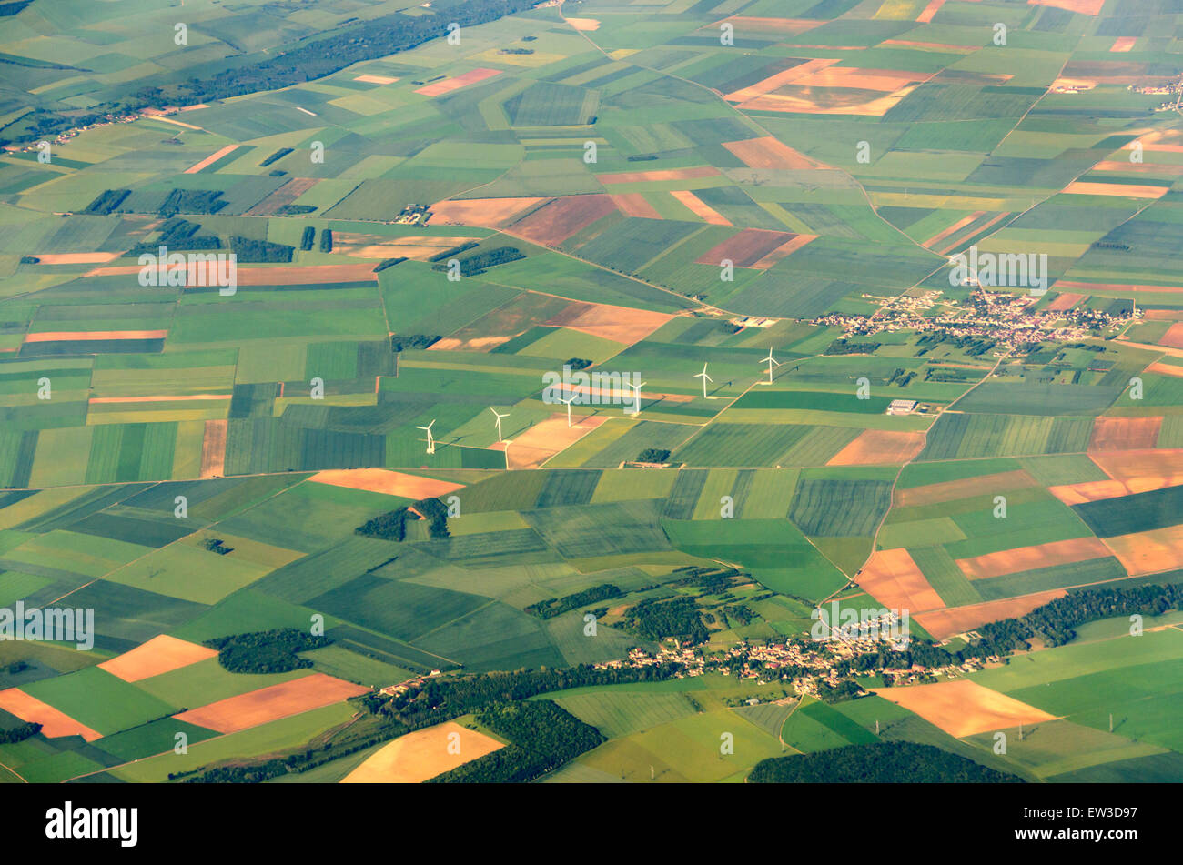 fields with wind turbines viewed from an aircraft Stock Photo - Alamy