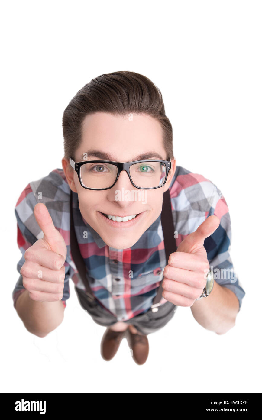 Young man teenager portrait thumbs Cut Out Stock Images & Pictures - Alamy