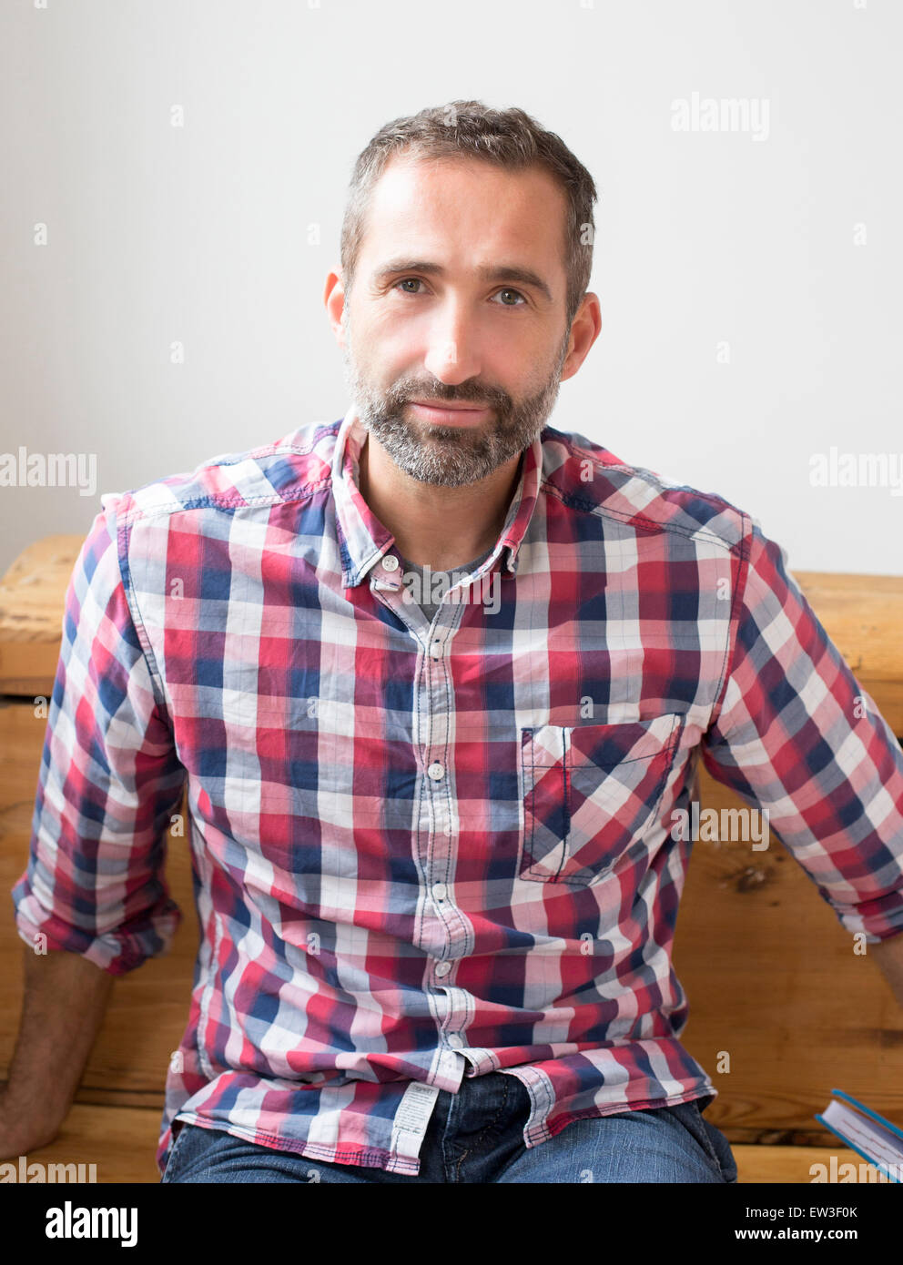portrait of a man in a plaid shirt Stock Photo - Alamy