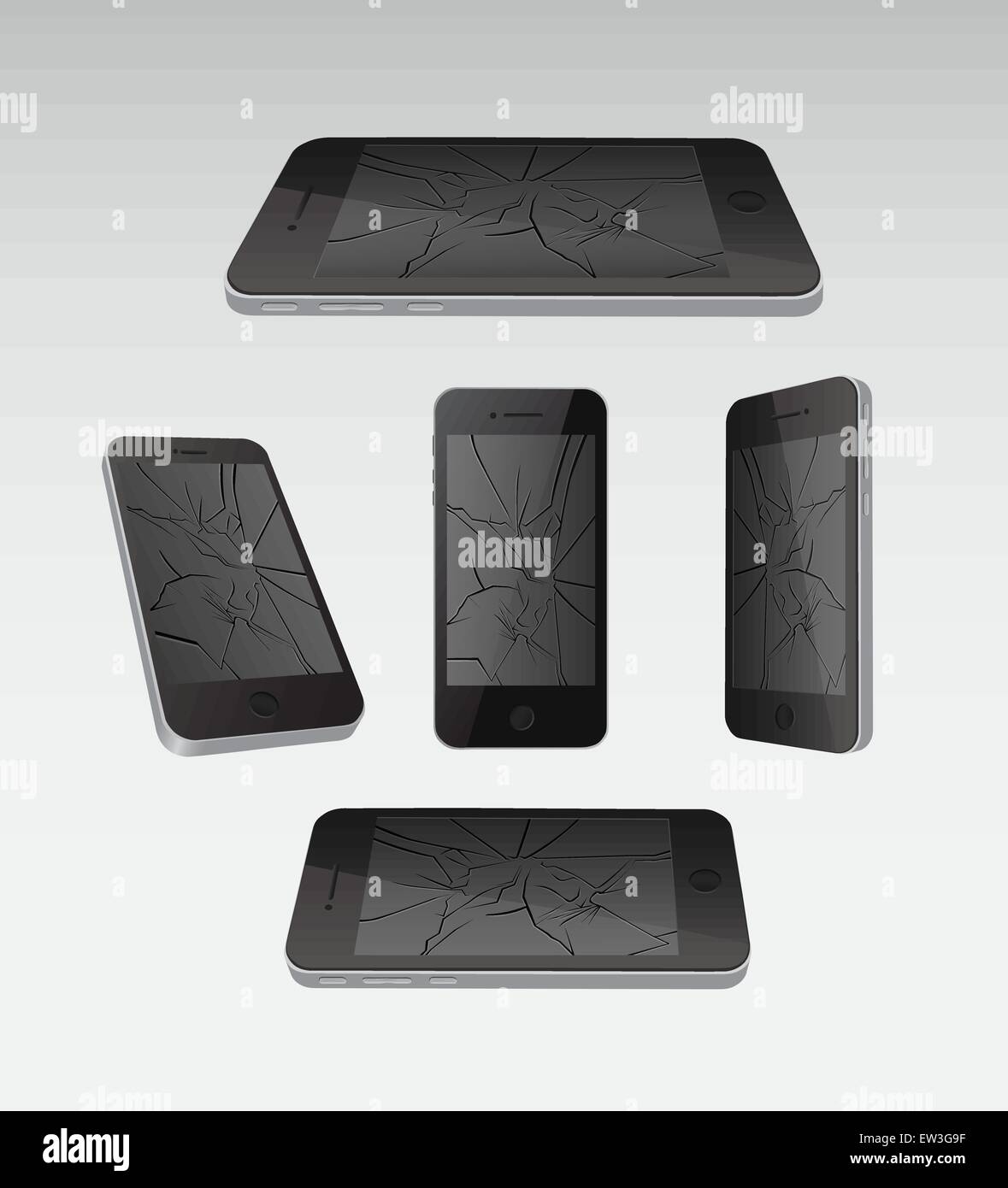 Digitally generated five broken smartphones Stock Vector Image & Art ...