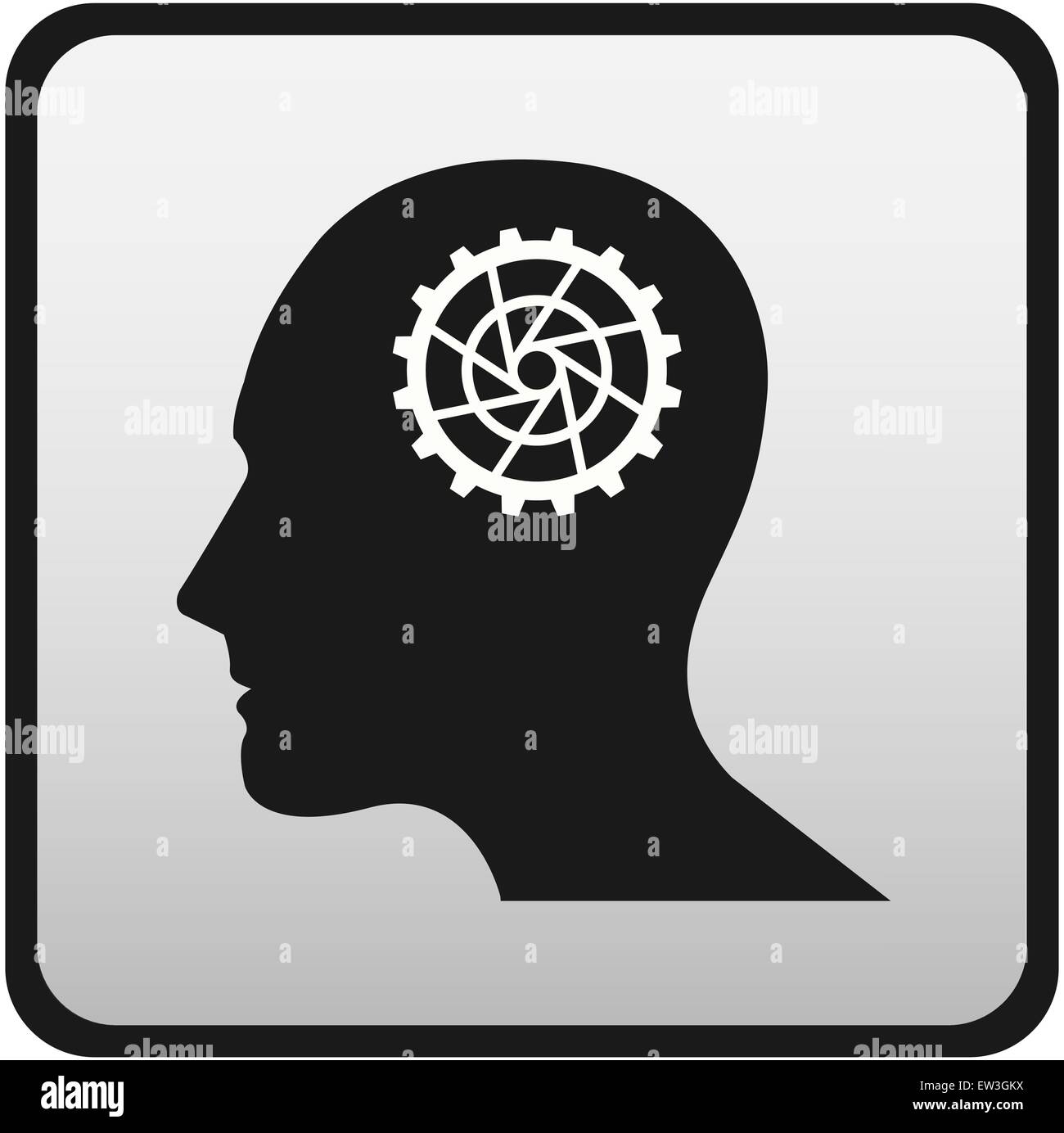 Cog against silhouette of head Stock Vector Image & Art - Alamy