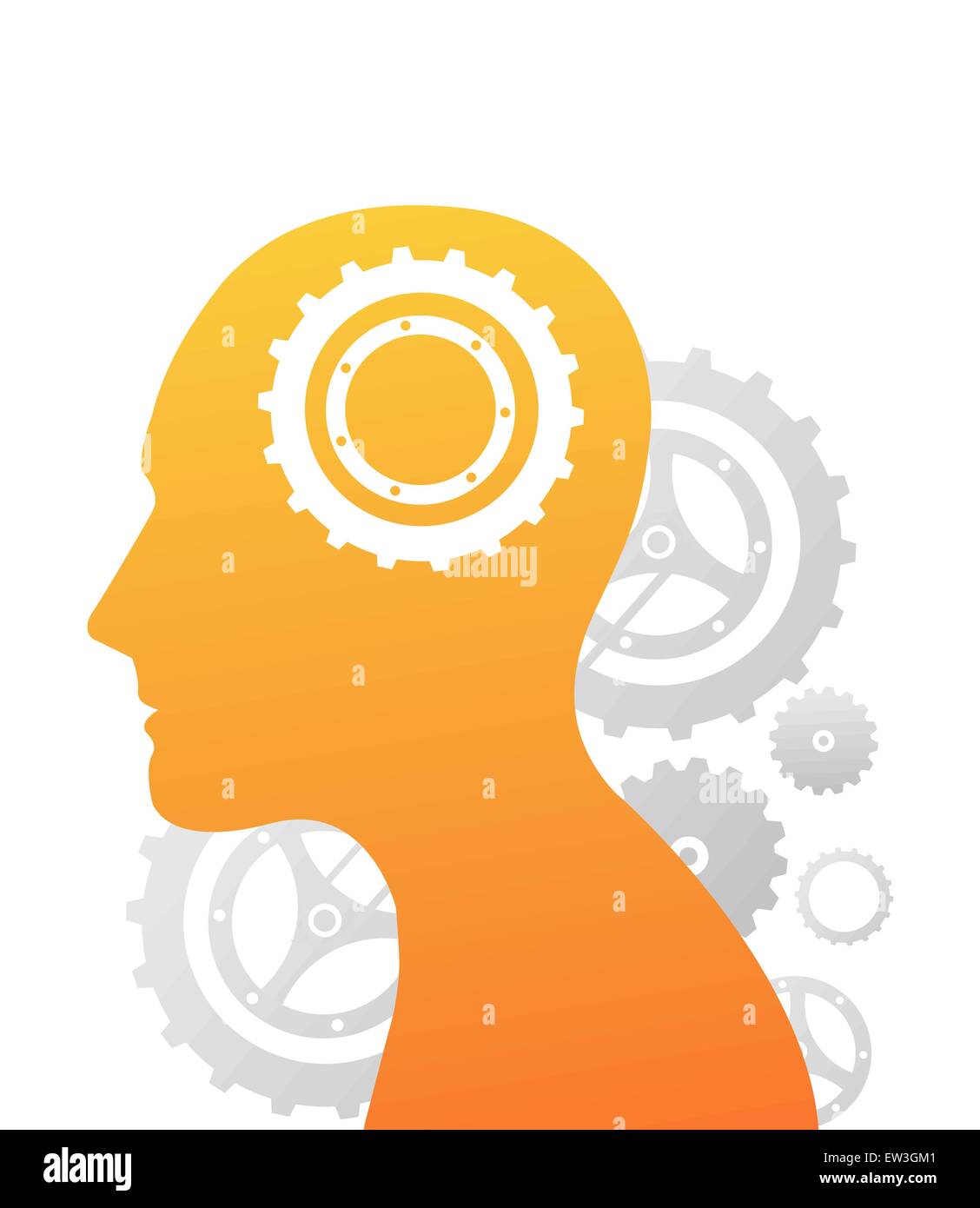 Cog and wheel against silhouette of head Stock Vector Image & Art - Alamy