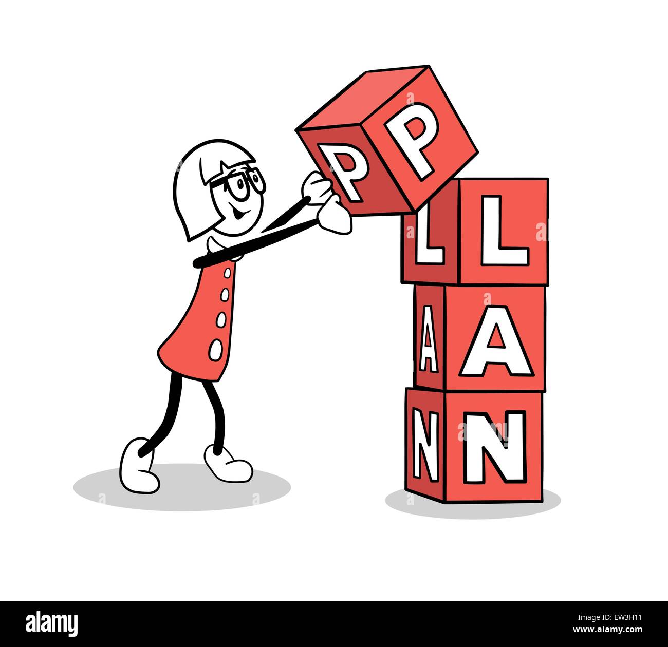 Digitally generated Cute cartoon building a plan Stock Vector Image ...