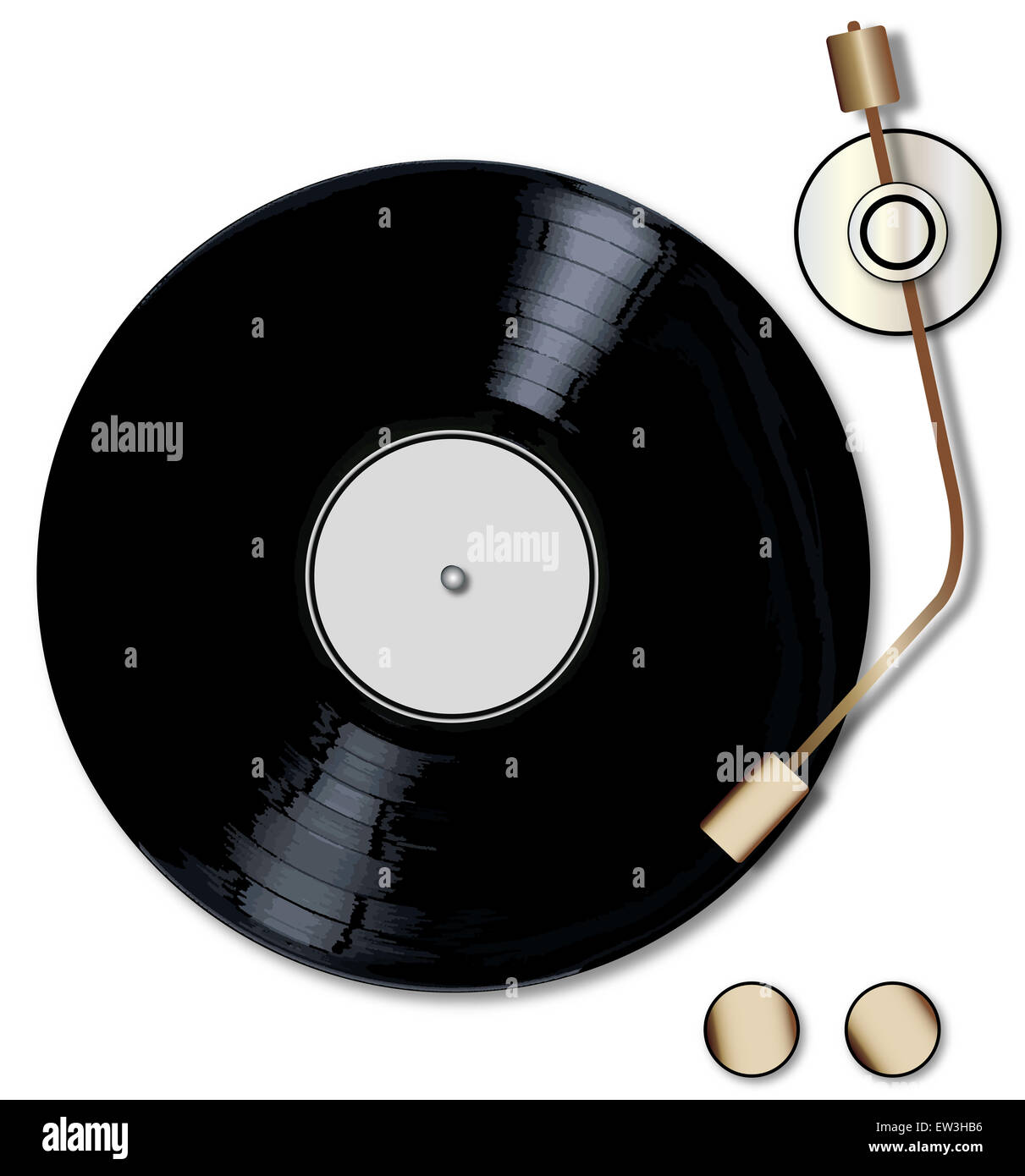 A typical LP vinyl record with a blank labell turning on a record ...