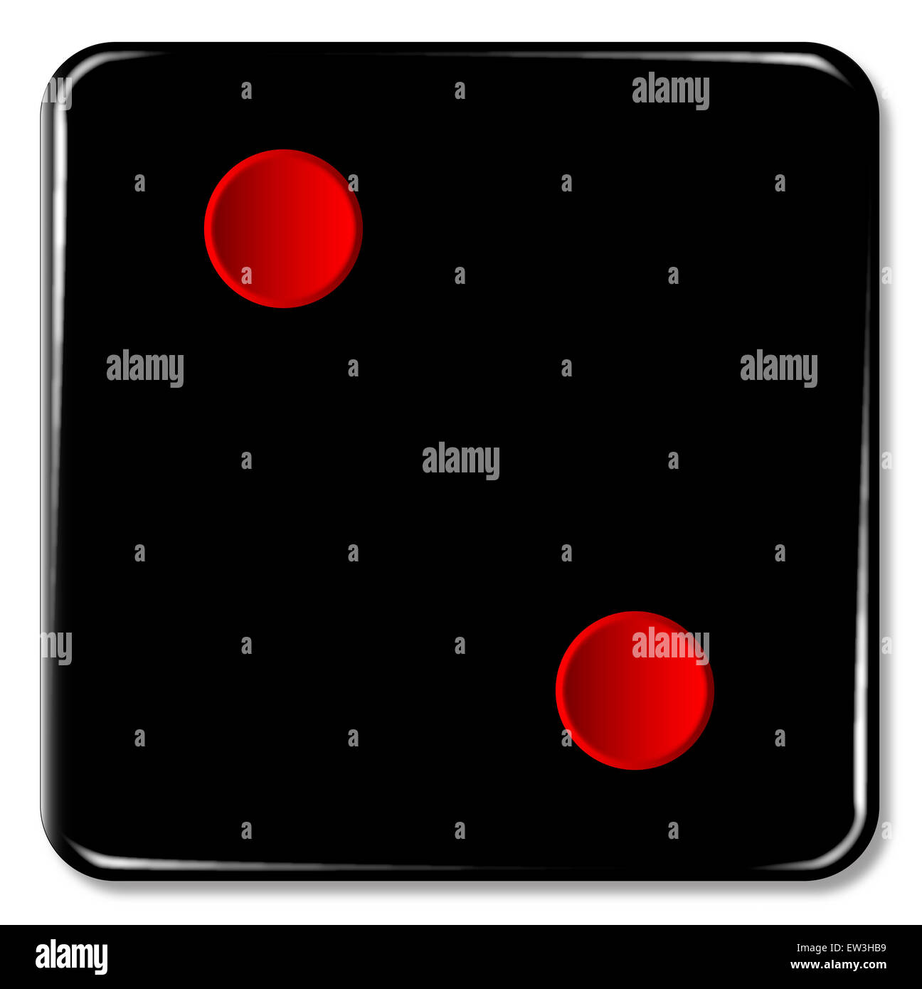 The face of a dice with two red spots over a white background Stock ...