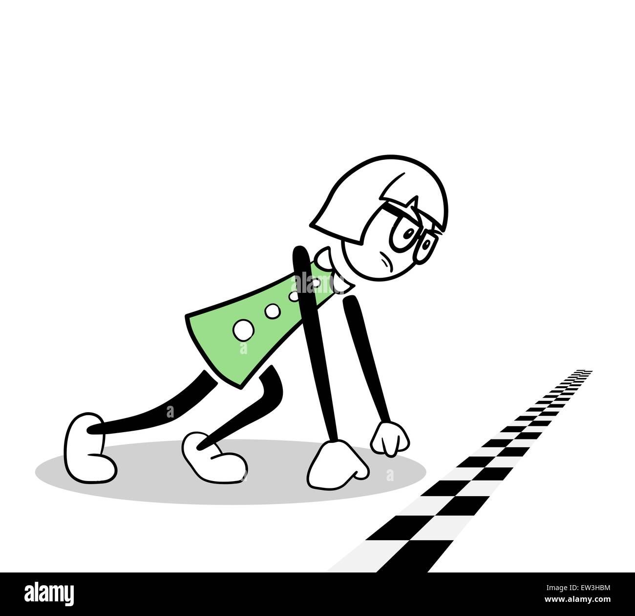 Digitally generated Cute cartoon businesswoman at starting line Stock ...