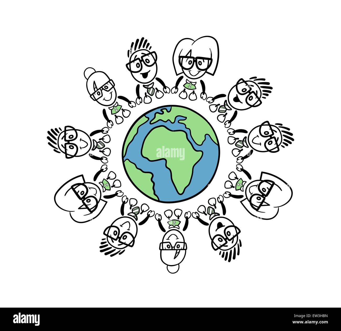 Digitally generated Cute cartoon business people connecting around the ...