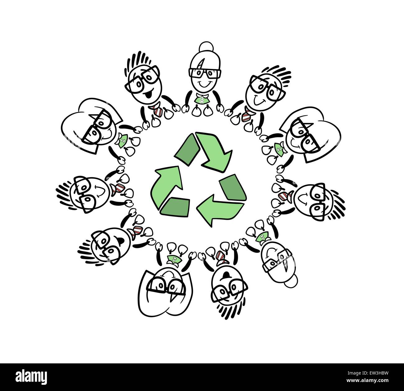 People Recycling Drawing